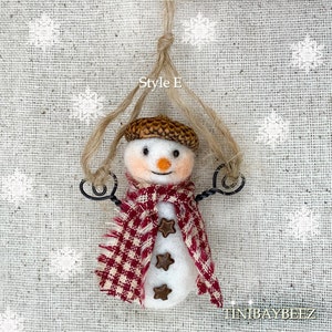 Snowman Ornament-mini Snowman Ornament Wool Snowman Ornament - Etsy