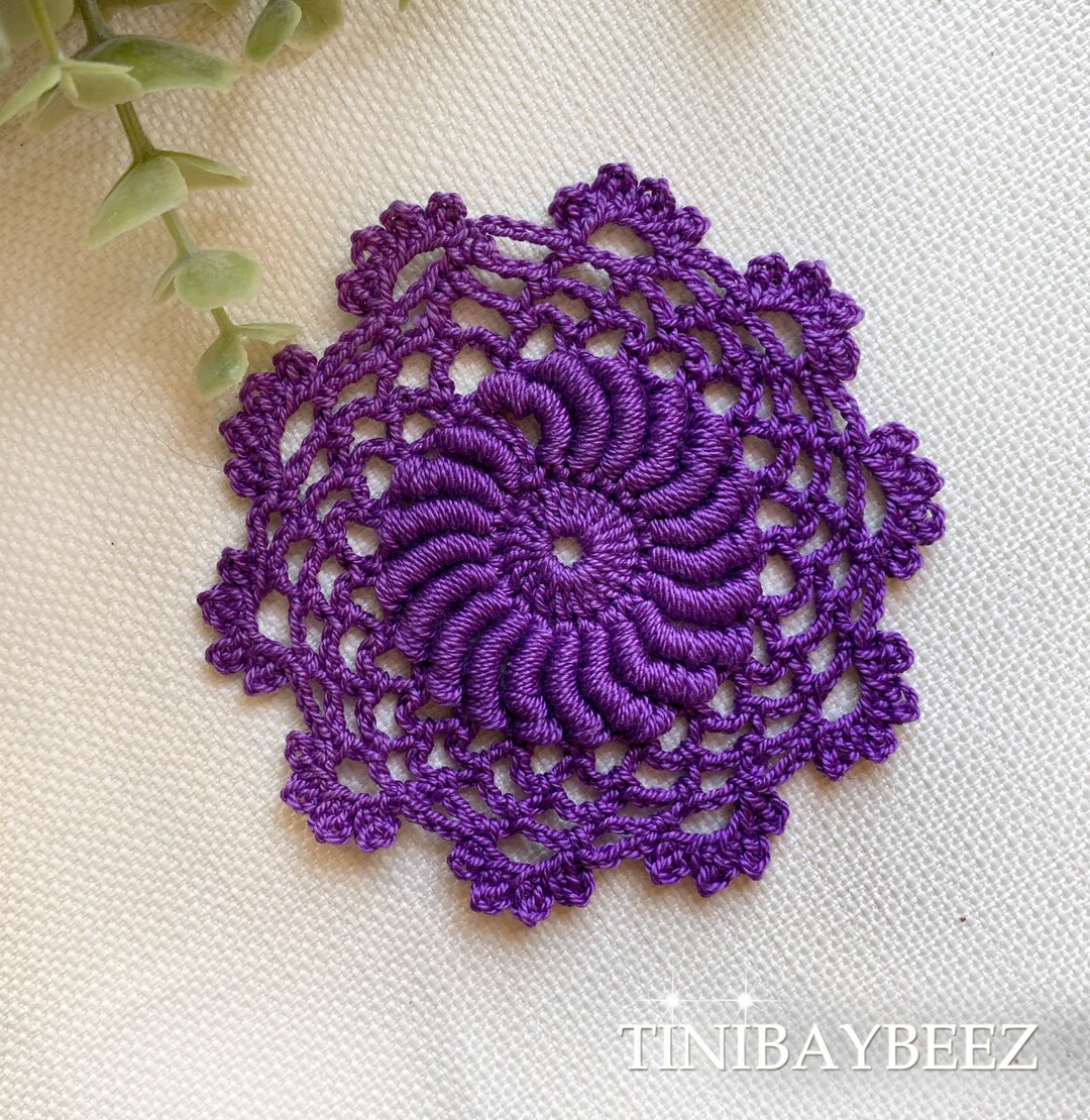 Set of 6 Purple Mini Doilies-crochet Doily -craft Doily- 3" Purple ...
