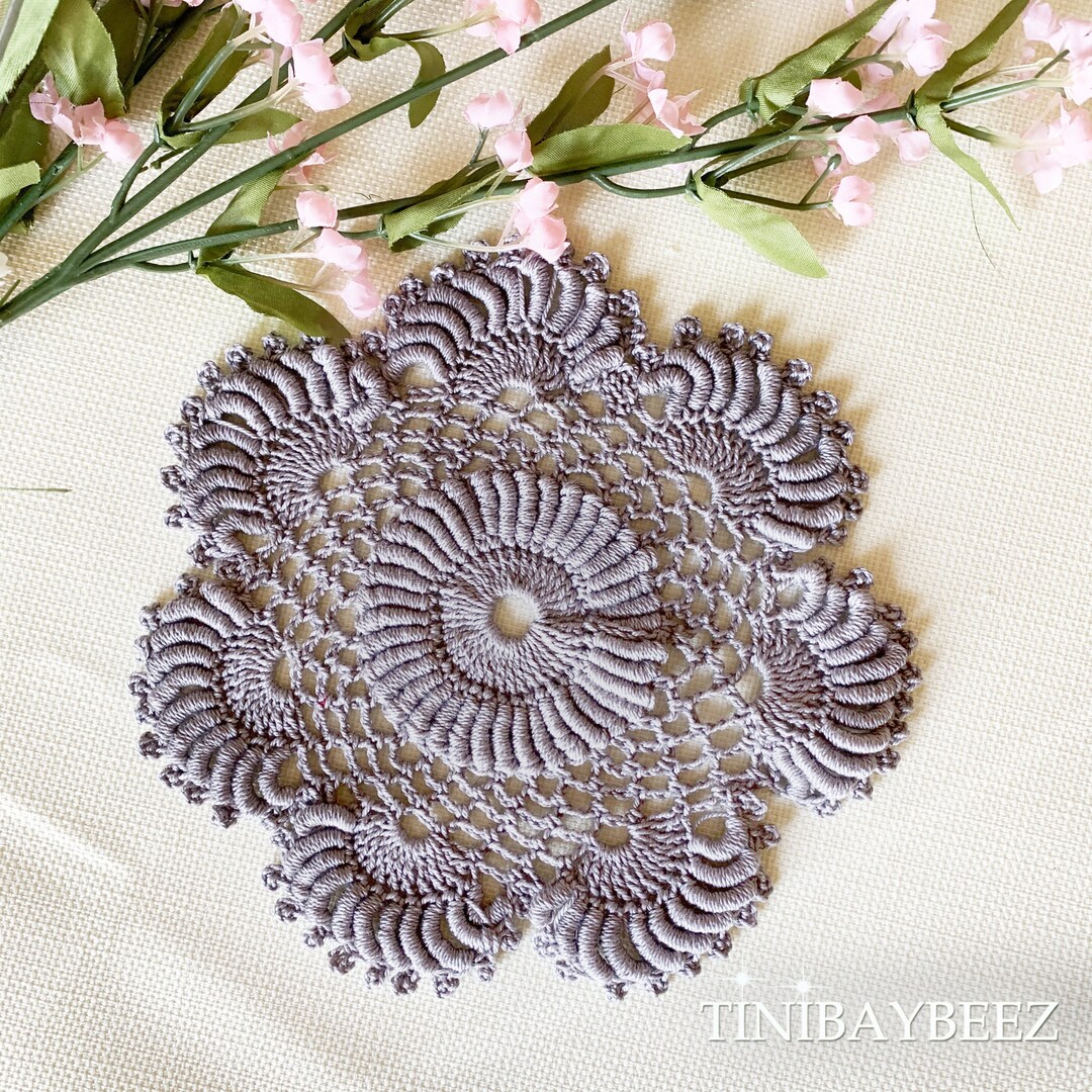 Grey Crochet Doilies (set of 2): 6.5" Dimensional Cotton - Etsy
