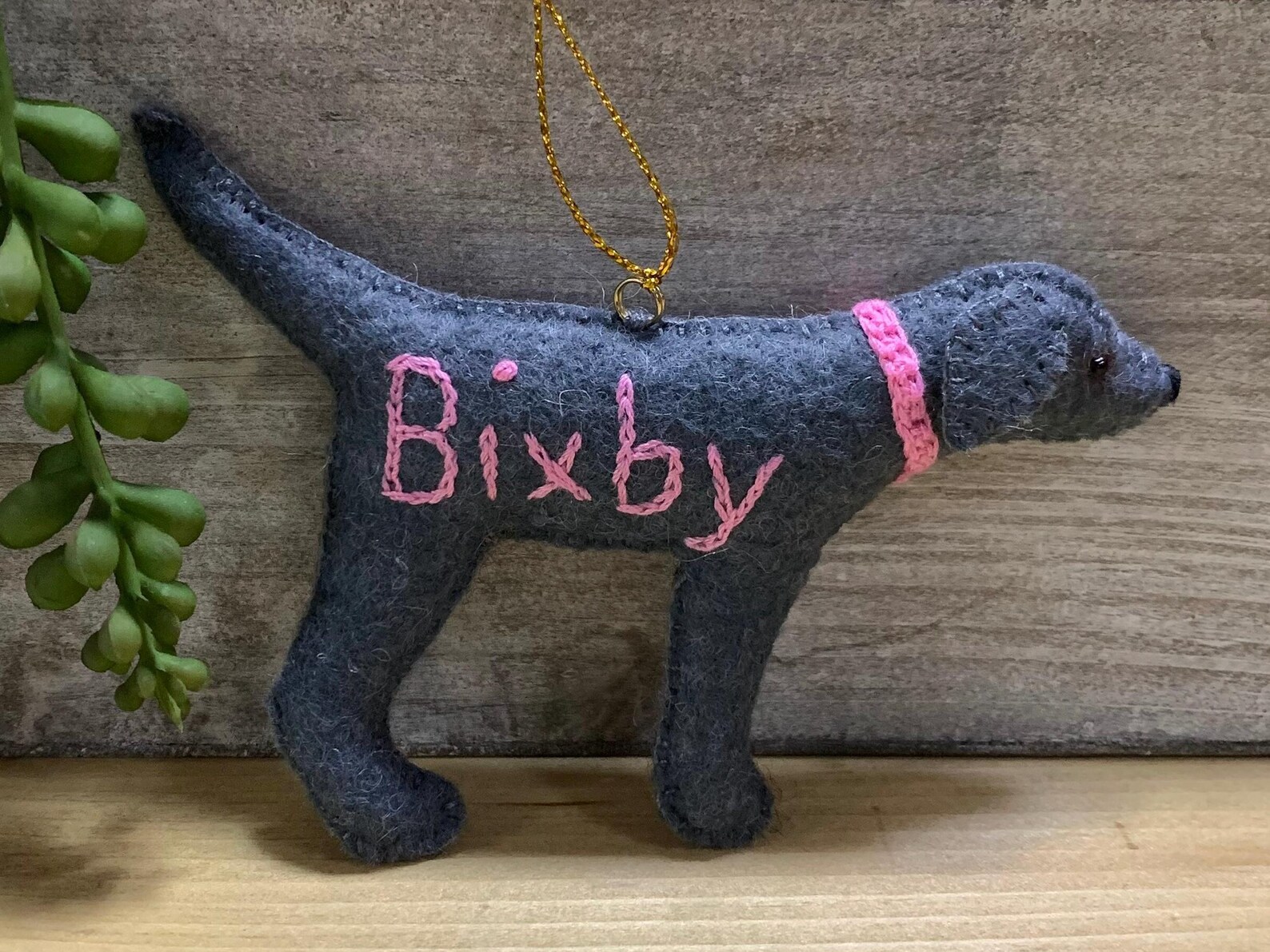 Personalized Silver Lab Ornament With a Crochet Collar - Etsy