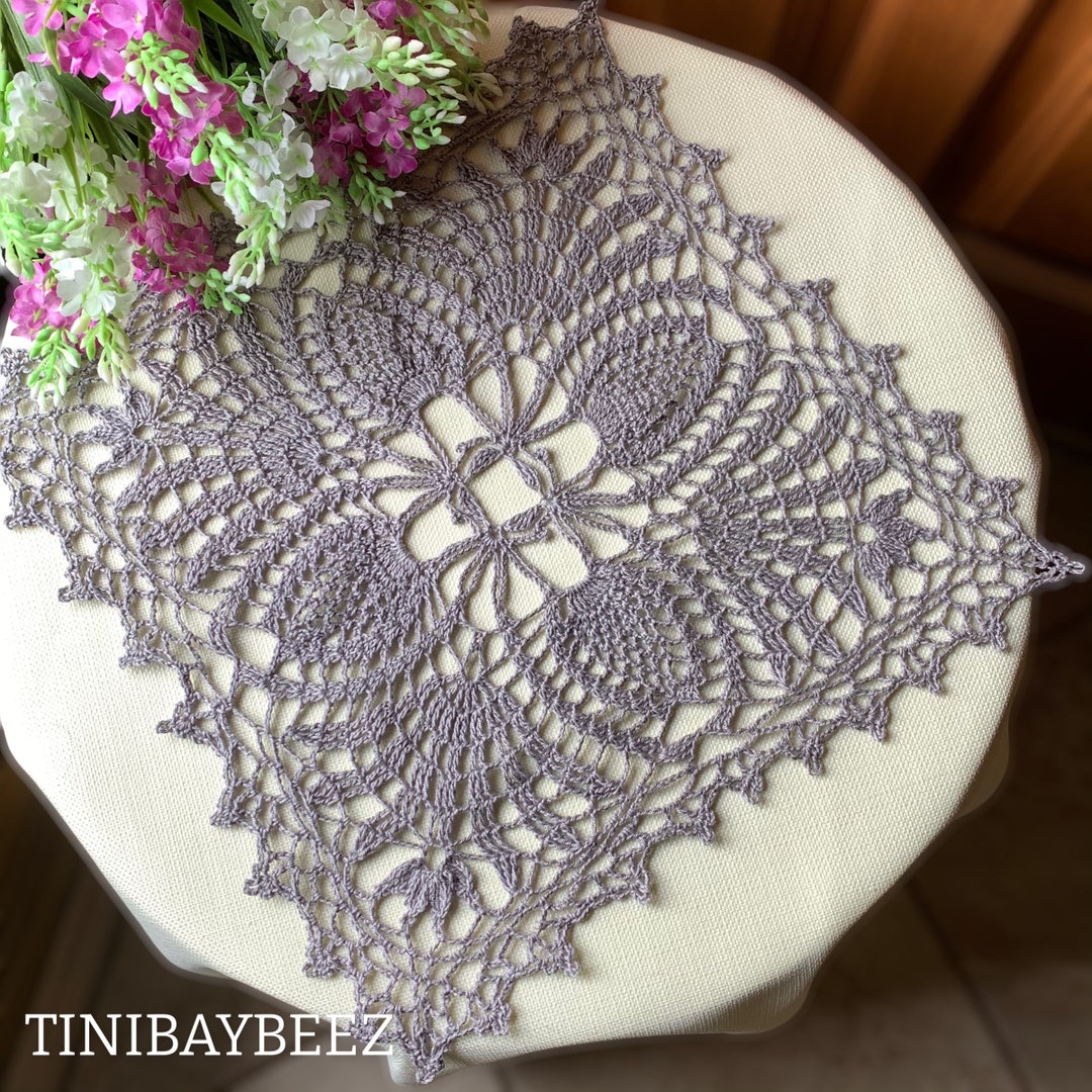 13” Grey Square Doily-crocheted Doily-table Decoration - Etsy
