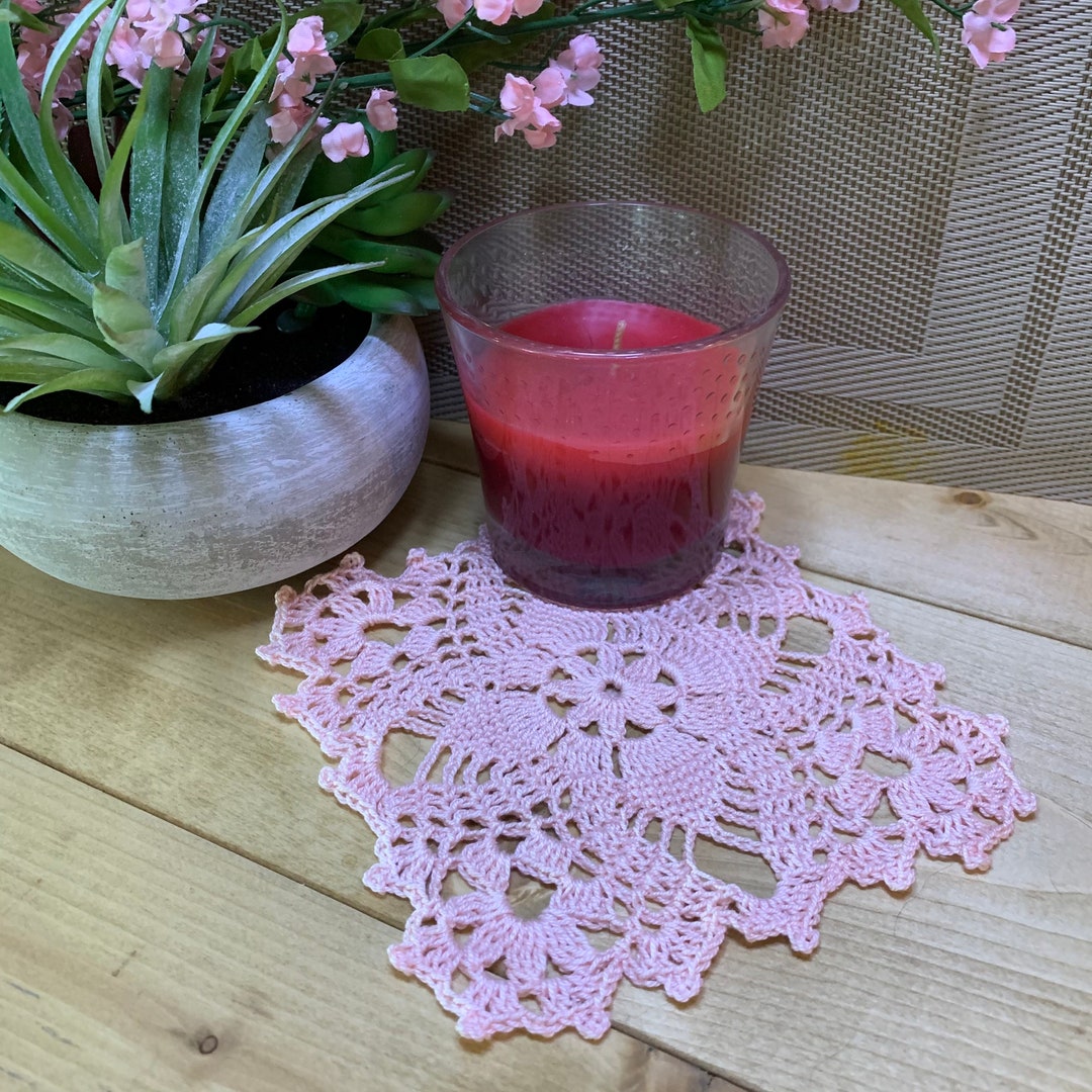 Set of 2 Light Pink Square Doilies -doily Set of 2 -5 1/2 Inch Square ...