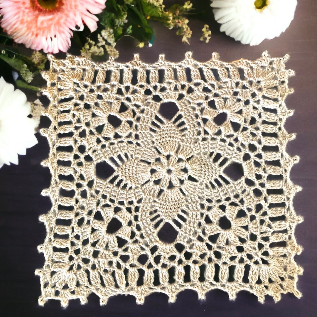 8” Square Doily- Ecru (off White) Crochet Doily - Etsy