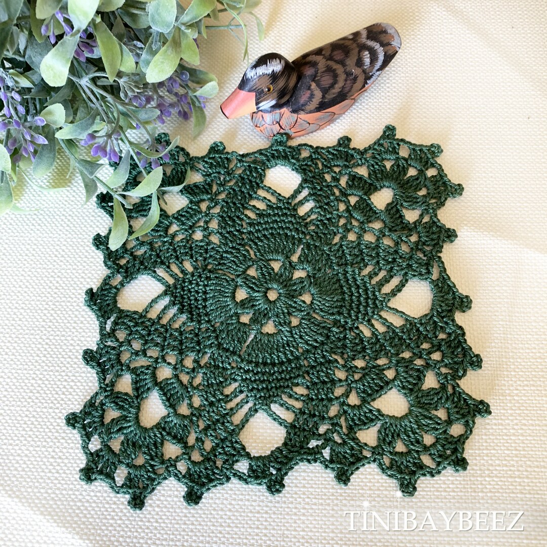 Set of 2 Hunter Green Square Doilies-5 1/2 Inch Square Doily-more ...