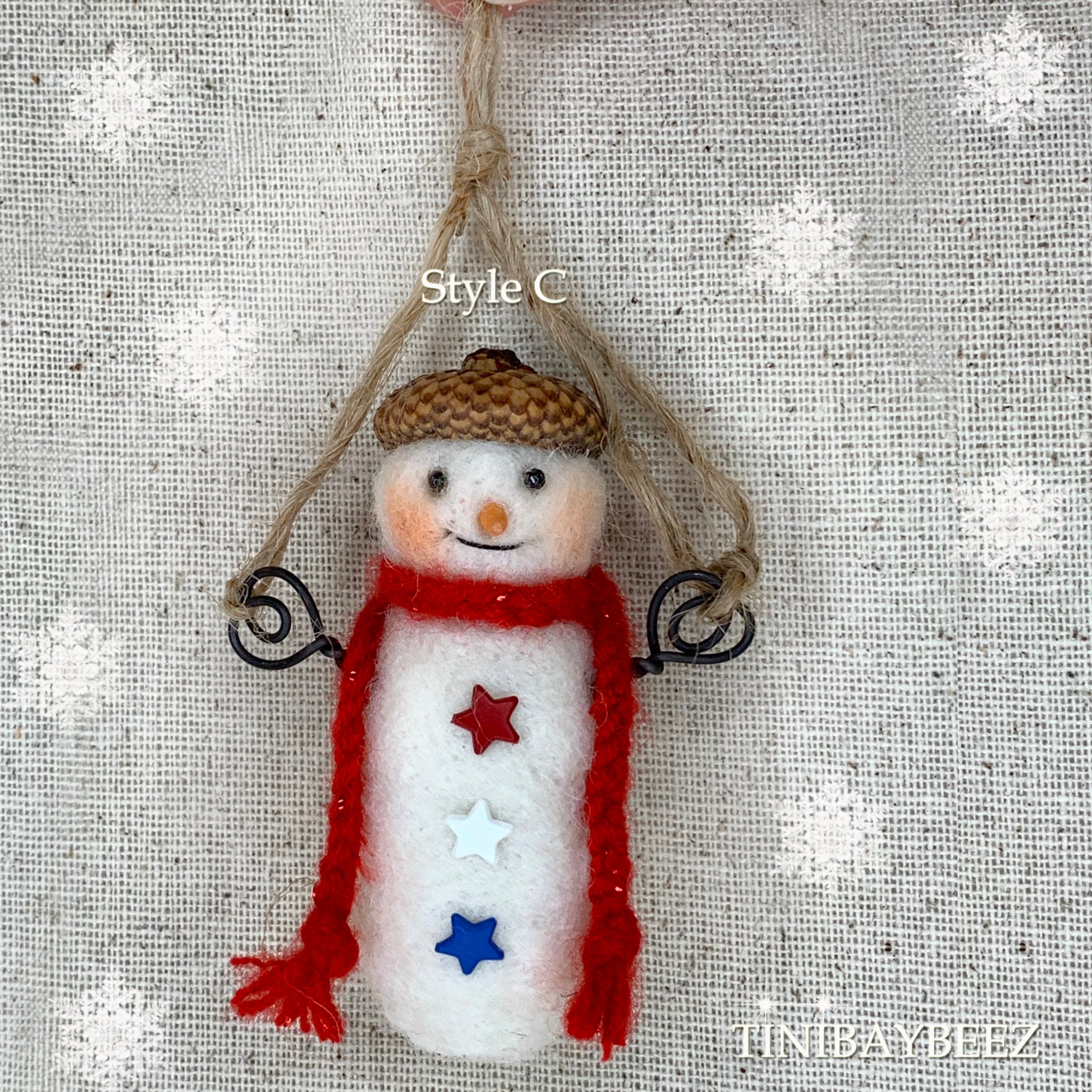Snowman Ornament-mini Snowman Ornament Wool Snowman Ornament | Etsy