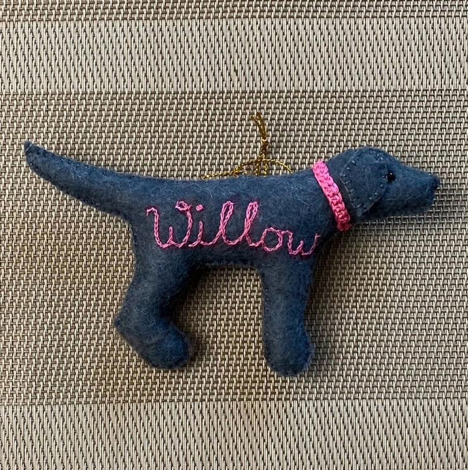 Personalized Silver Lab Ornament With a Crochet Collar - Etsy