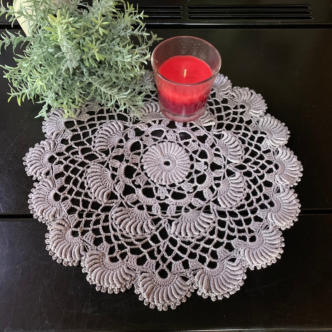 13” Grey Round Doily - Etsy