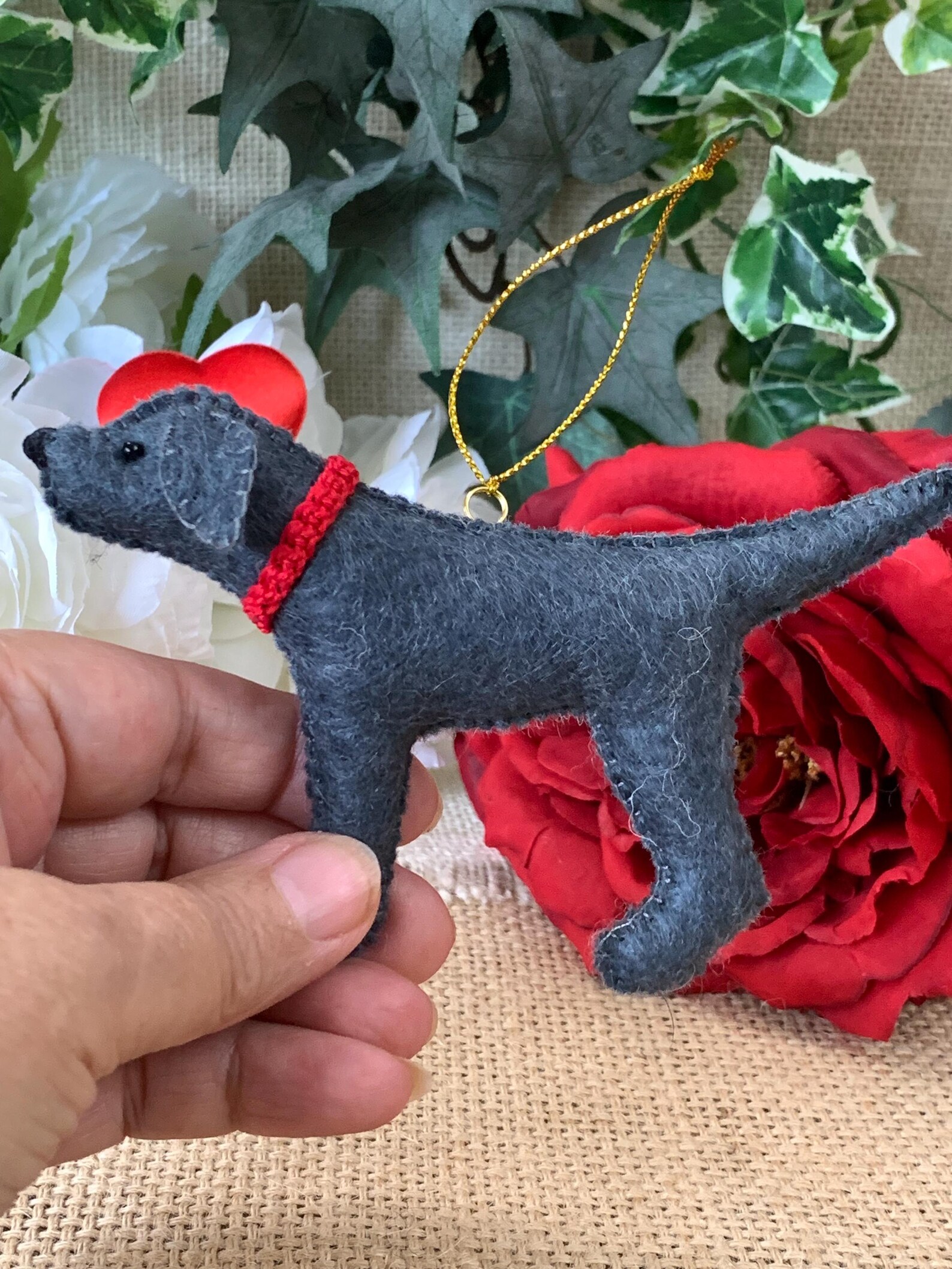 Personalized Silver Lab Ornament With a Crochet Collar - Etsy
