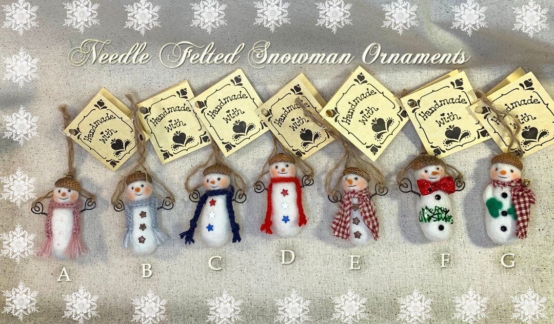 Snowman Ornament-mini Snowman Ornament Wool Snowman Ornament - Etsy