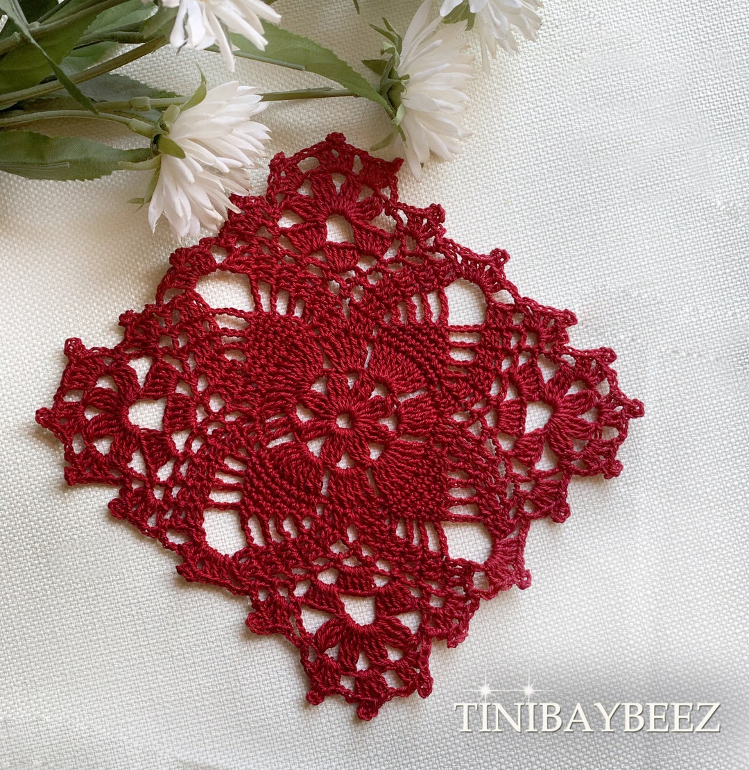 Set of 2 Red Square Doilies -red Doily-5 1/2 Inch Square Doily-red ...