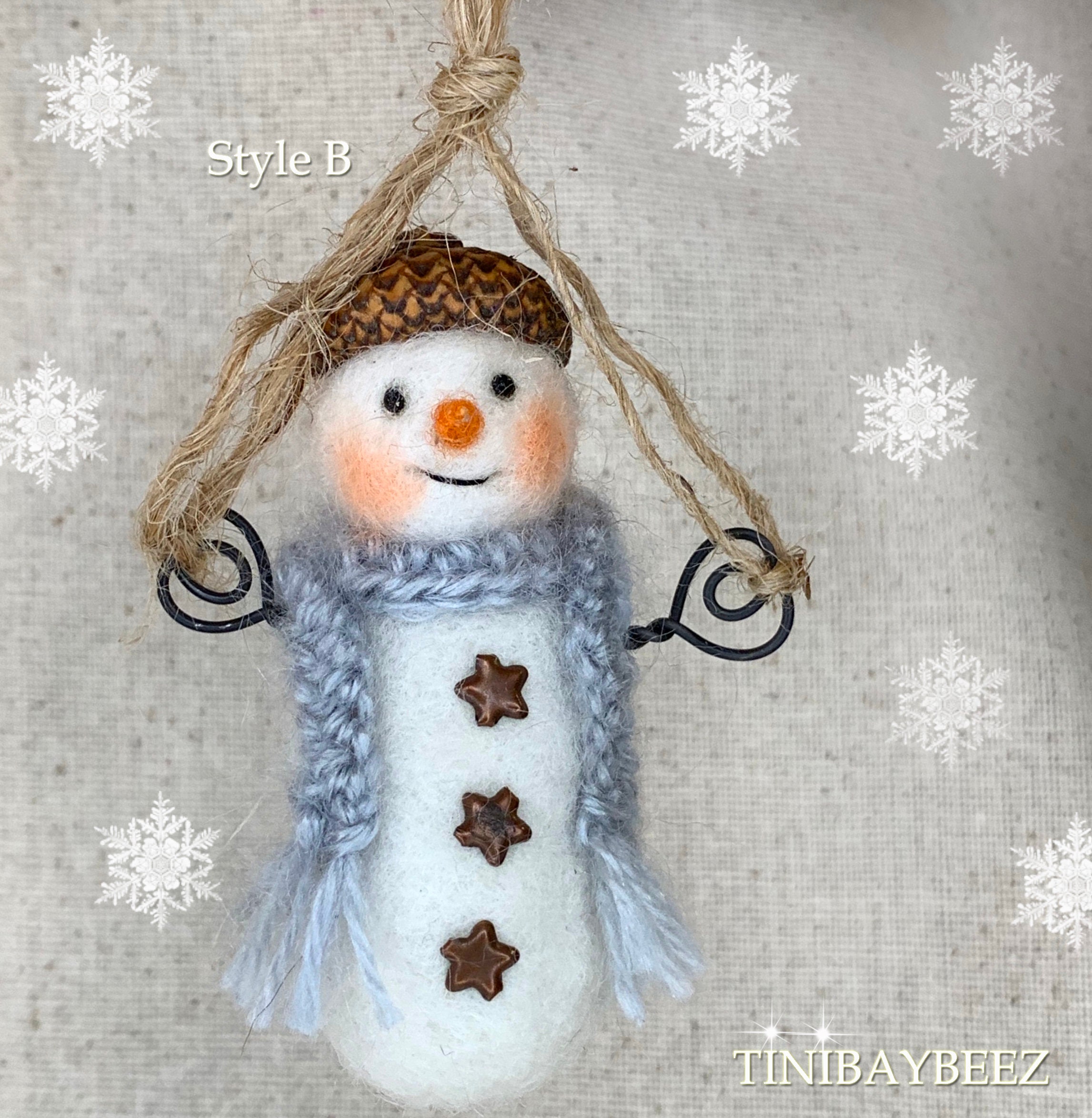 Snowman Ornament-mini Snowman Ornament Wool Snowman Ornament | Etsy