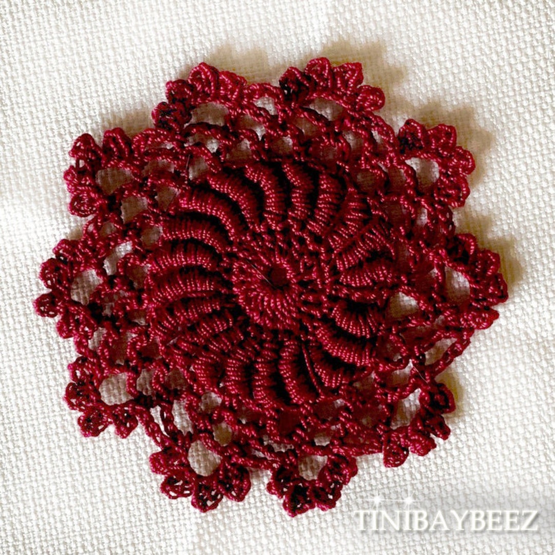 Set of 6 Burgundy Mini Doilies-crochet Doily -craft Doily- 3" Burgundy ...