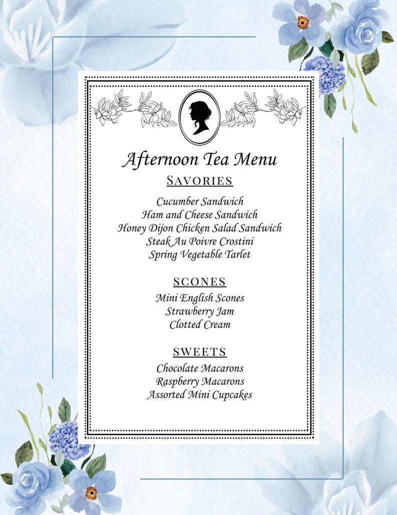 Bridgerton Tea Party Invitation - Afternoon Tea Menu - Bridal Showers ...