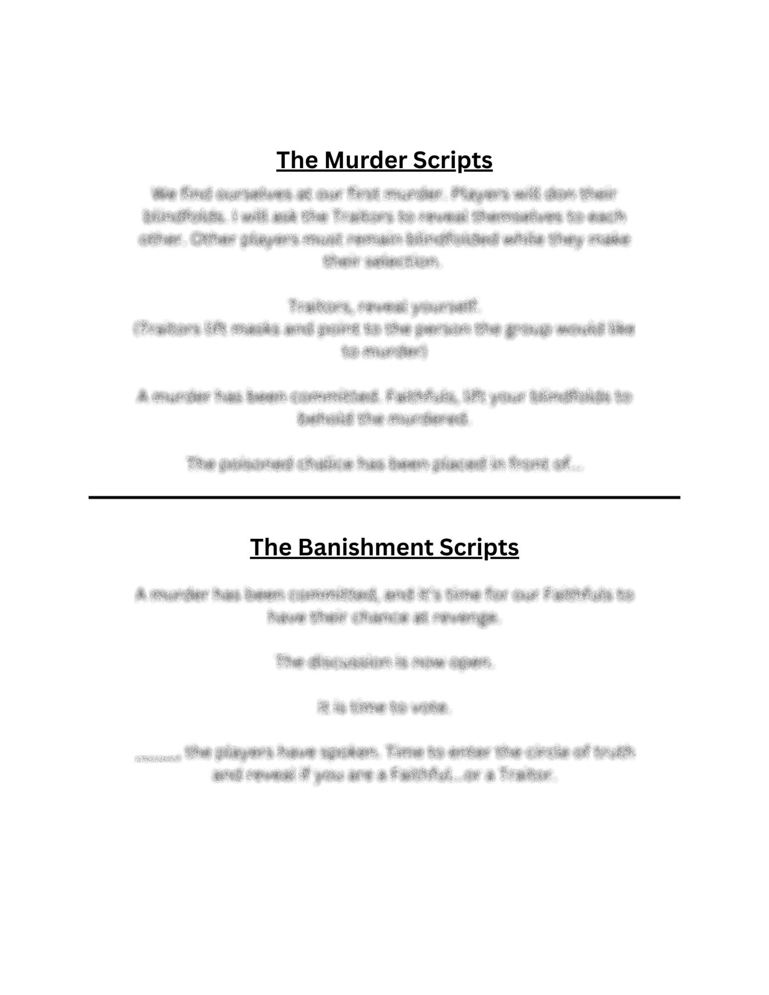 Traitors Party Invitation, Challenge Templates and Scripts - Etsy
