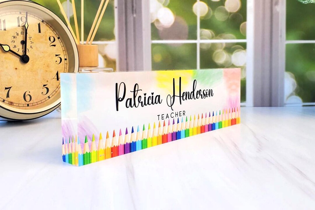 Personalized Teacher Desk Name Plate, Acrylic Teacher Gift, CAB24TC - Etsy
