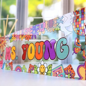 Personalized Teacher Desk Name Plate, Gift for Teacher, Retro Theme ...