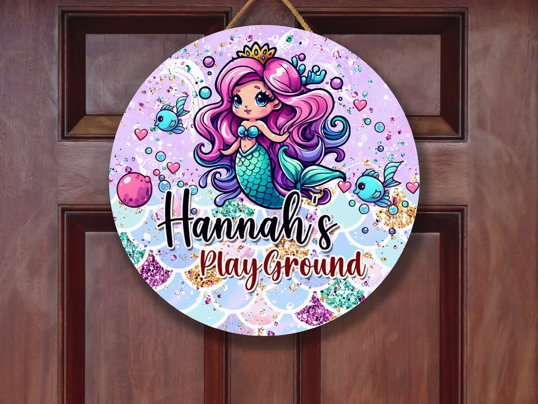 Mermaid Sign, Custom Name Door Sign for Girls, Nursery Decor, Girls ...