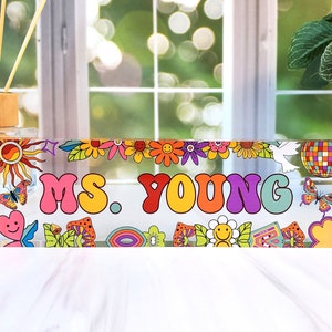 Personalized Teacher Desk Name Plate, Gift for Teacher, Retro Theme ...