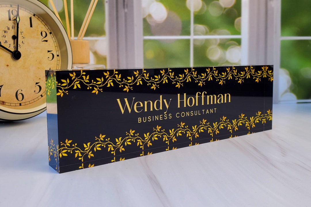 Elegant Leaves Office Desk Name Plate, Personalized Name Plates for ...