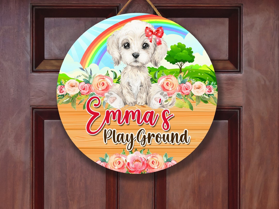 Puppy Sign, Custom Name Door Sign for Girls, Nursery Decor, Girls Room ...