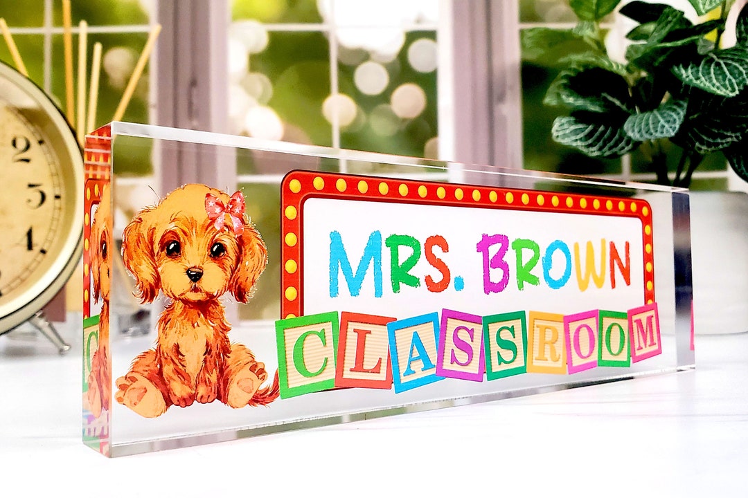 Personalized Teacher Desk Name Plate: Clear Acrylic, Custom Title - Etsy