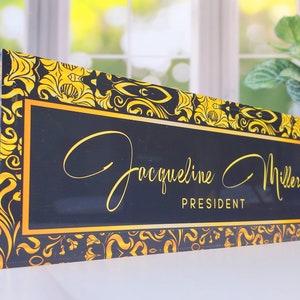 Black Gold Damask Office Desk Name Plate Personalized, Name Plates for ...
