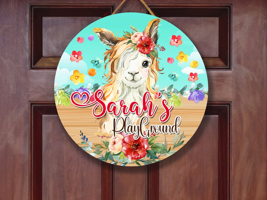 Llama Sign, Llama Decor, Llama Gift, Personalized Name Door Sign for ...