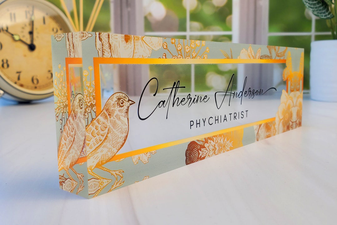 Personalized Name Plate for Desk, Clear Acrylic Glass Name Plate ...