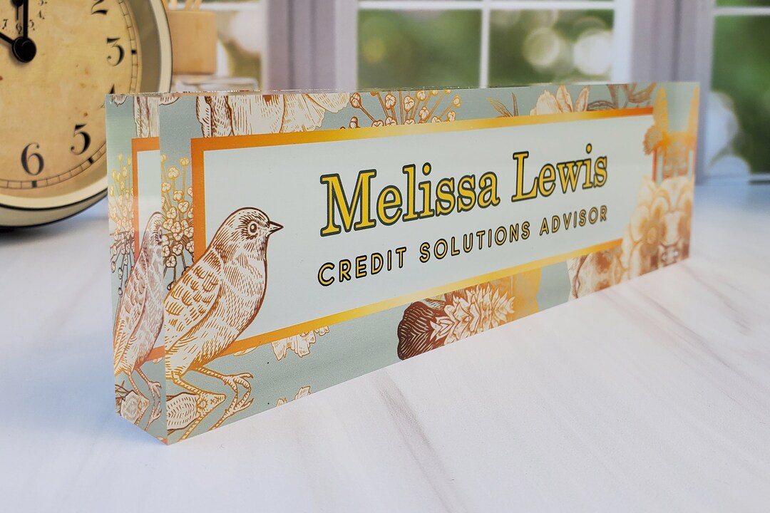 Pastel Teal Bird Office Desk Name Plate, Personalized Name Plates for ...