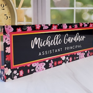 Pink Flower Office Desk Name Plate, Personalized Name Plates for Desks ...