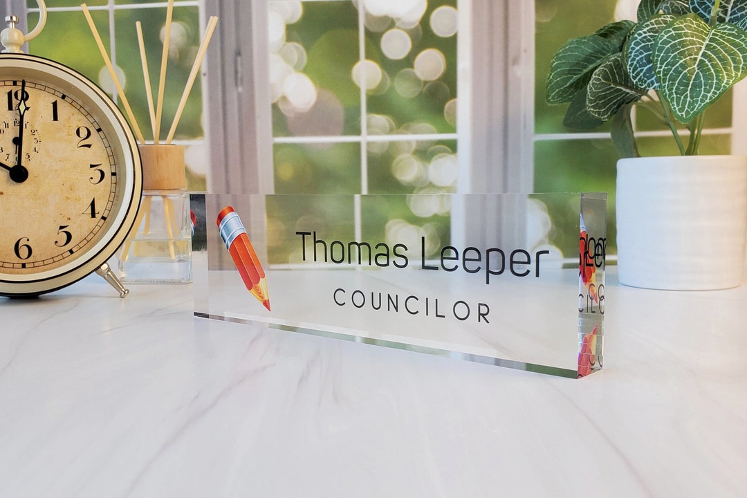 Clear Acrylic Name Plaque, Personalized Name Plate for Desk, Desk Name ...