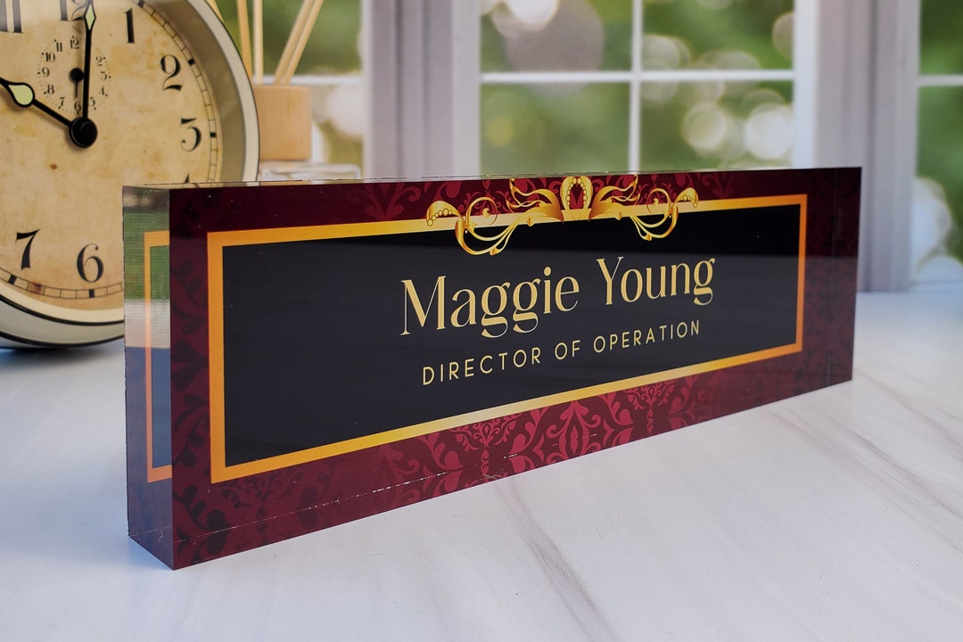Elegant Damask Office Desk Name Plate, Personalized Name Plates for ...