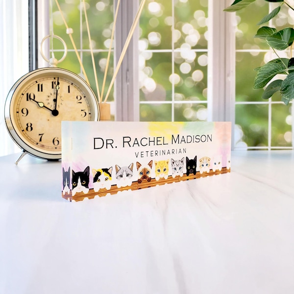Cat Desk Name Plaque - Etsy