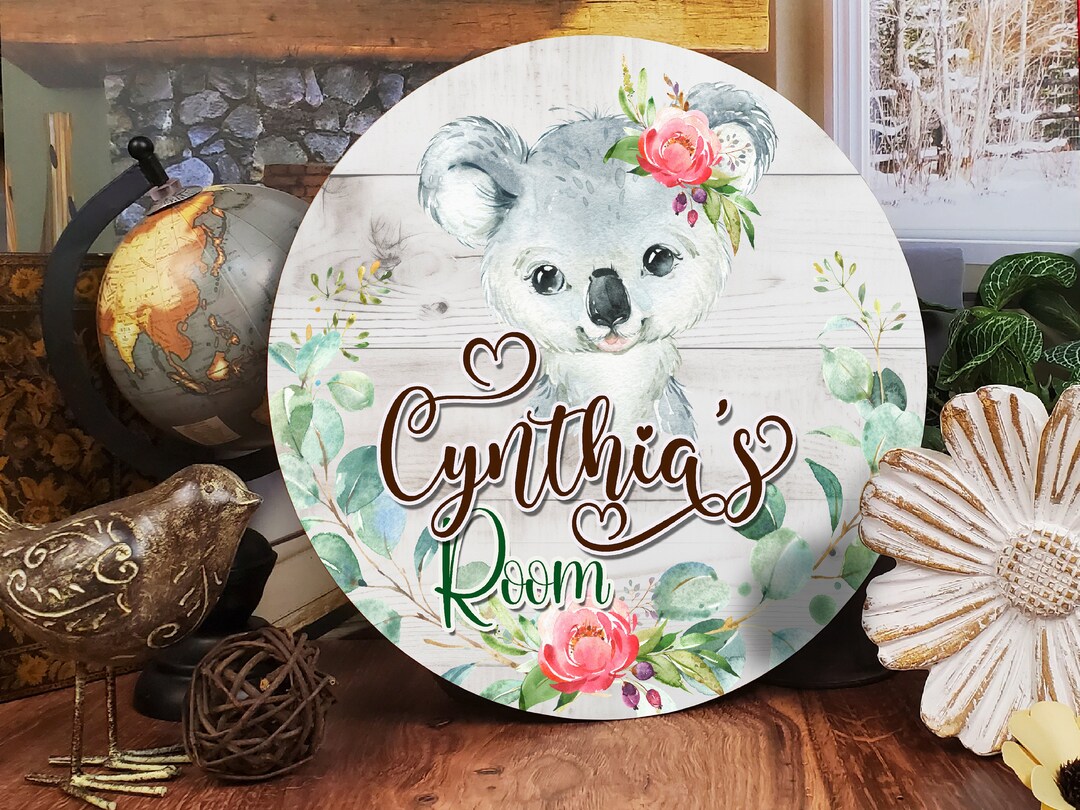 Personalized Koala Kids Room Sign, Custom Girl Name, Nursery Decor ...