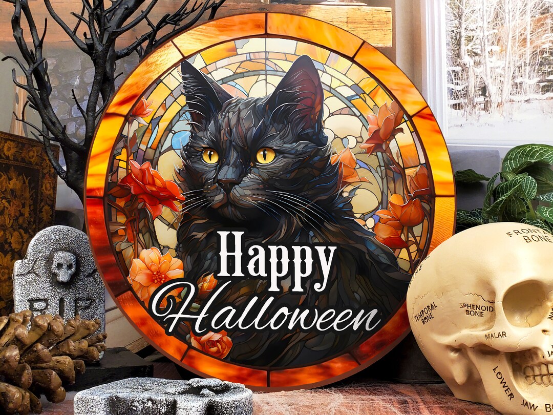 Personalized Halloween Front Door Decor, Happy Halloween Door Sign ...