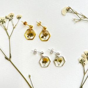Handmade Pressed Flower Earrings - Real Floral Earrings - Dainty ...