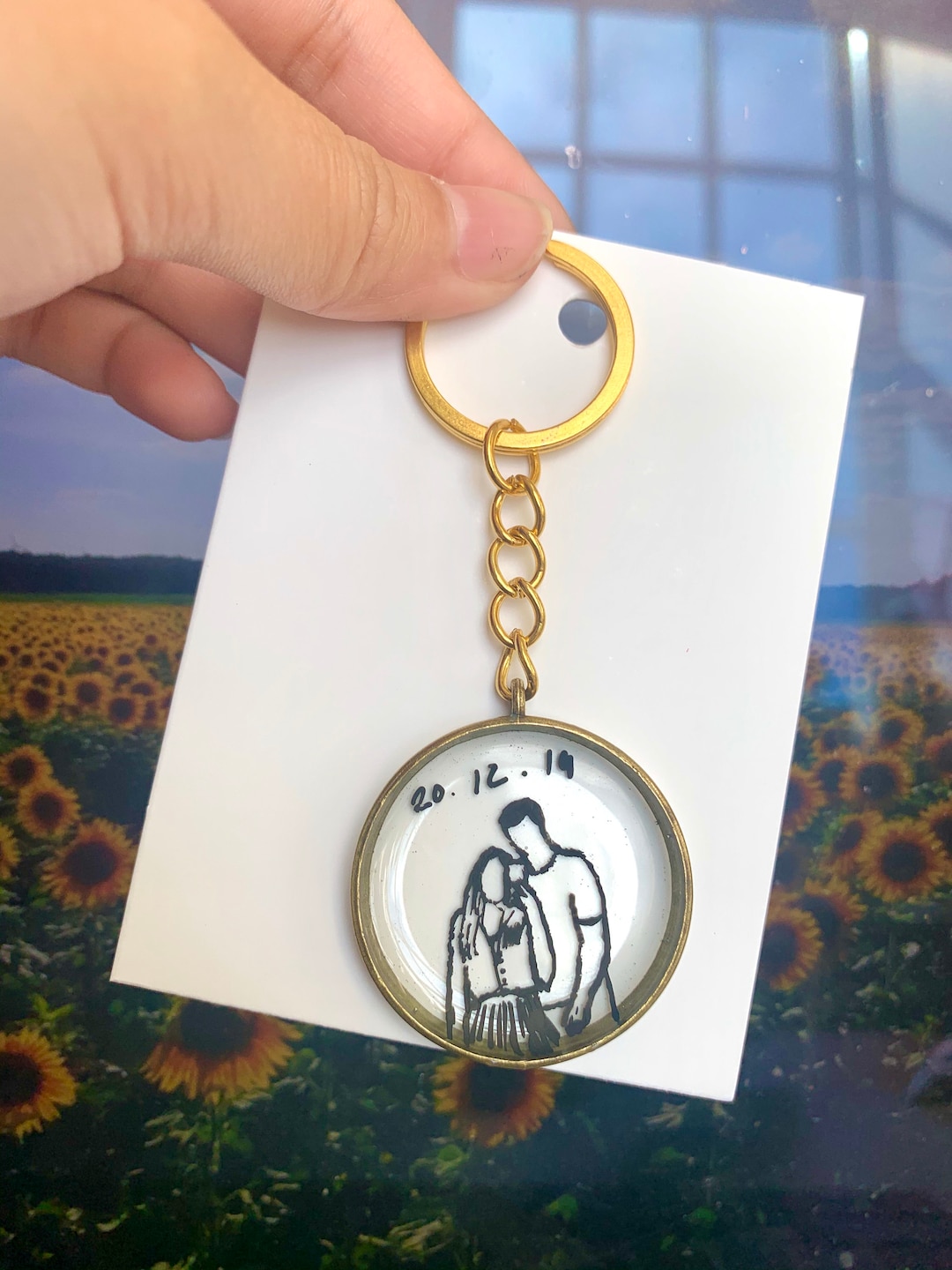 Personalised Hand Drawn Couple Keyring - Personalised Keyring - Family ...