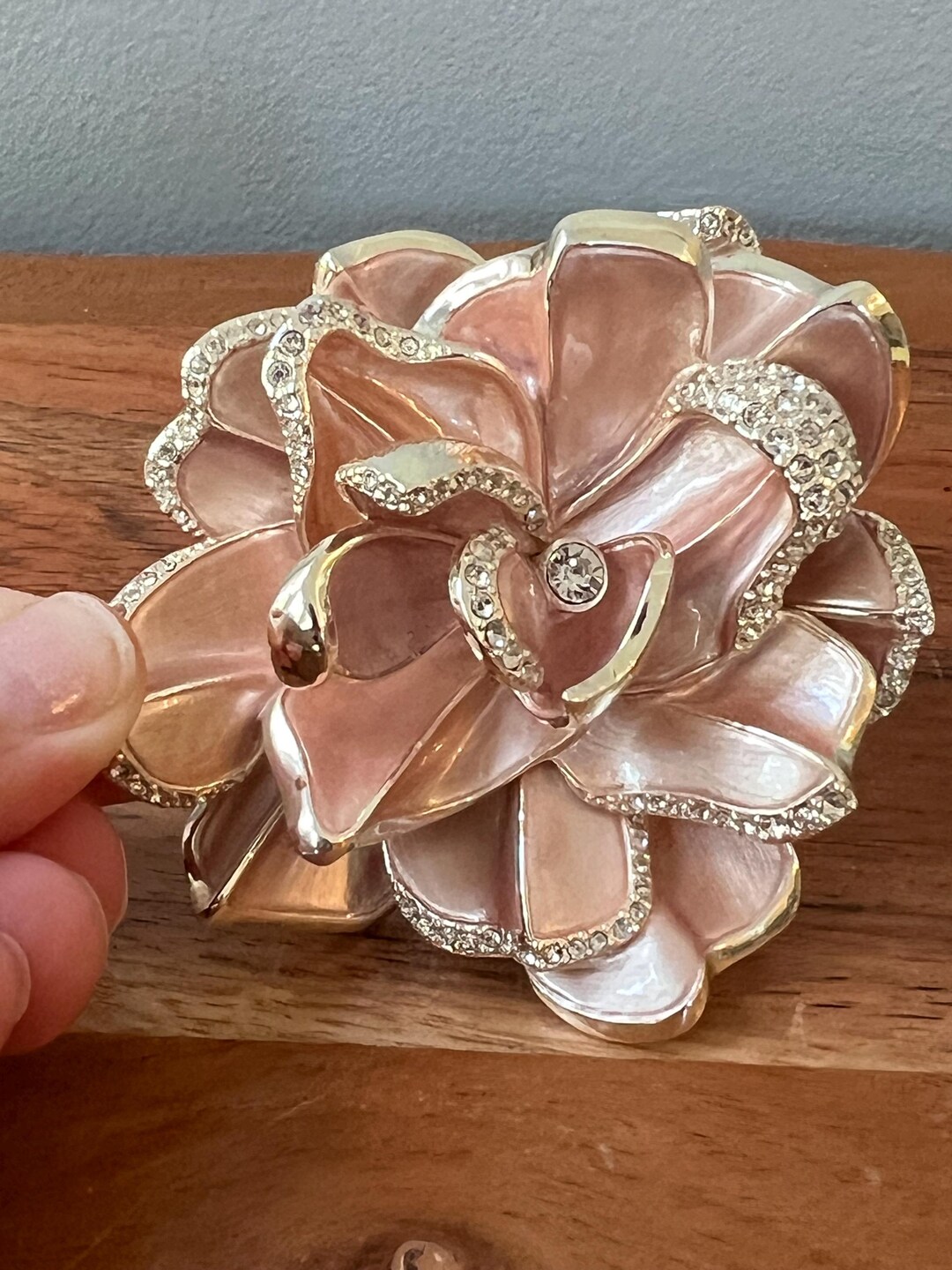 Vintage Limited Edition Joan Rivers Pink Gardenia Enamel and Crystal ...