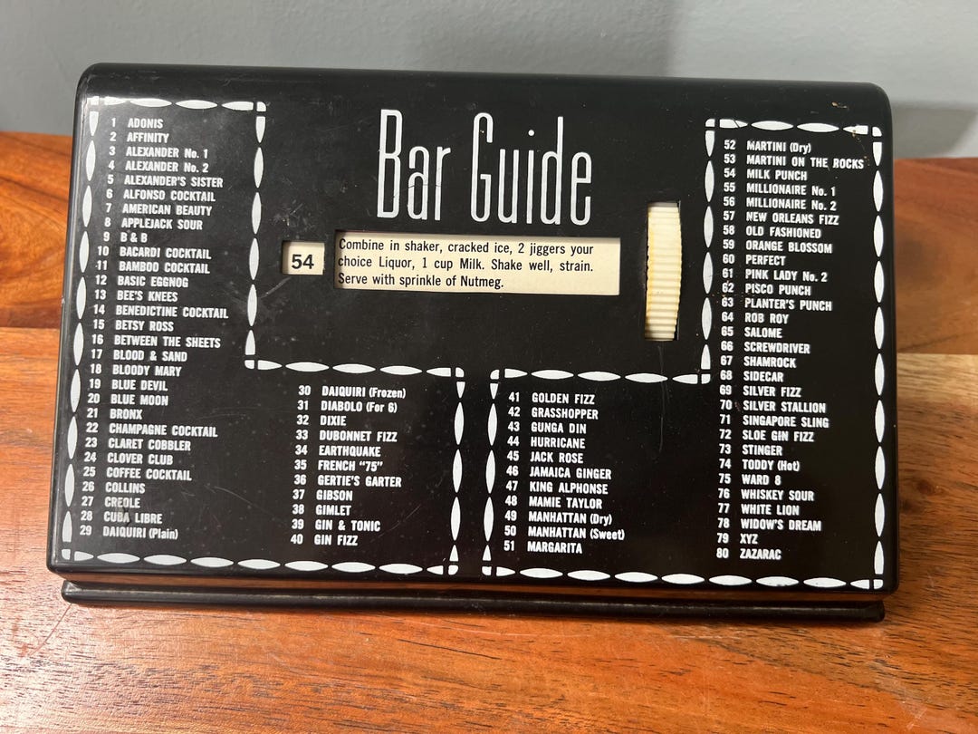 Vintage Glen Shaw Tabeltop Bar Guide Rolodex for Cocktail Recipes ...