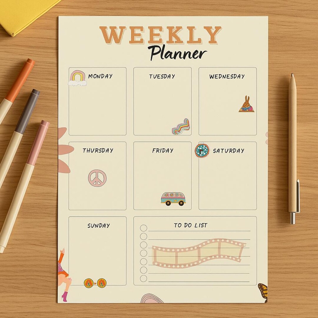 Minimalist Weekly Planner Printable | Abstract Wall Calendar | Vintage ...