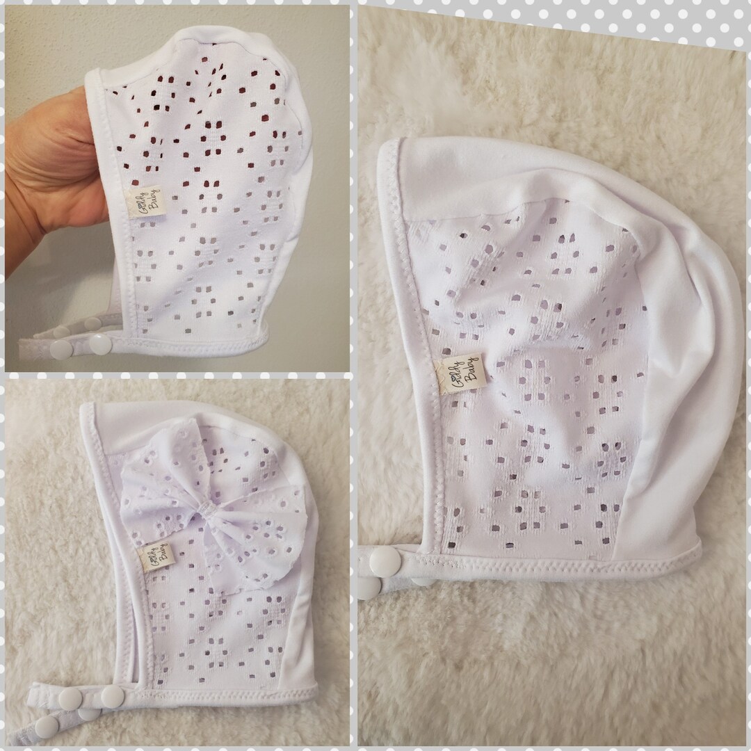 White Eyelet-baby Pilot Hat-giddy Baby Hat-hat W/ties or Snaps-hearing ...