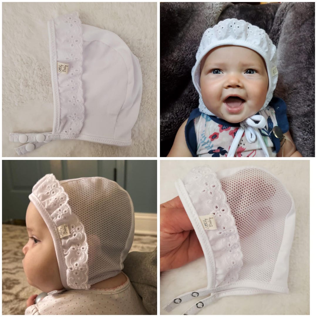 Eyelet Ruffle Giddy Baby Pilot Hat-hat With Ties or Snaps-mesh Hearing ...