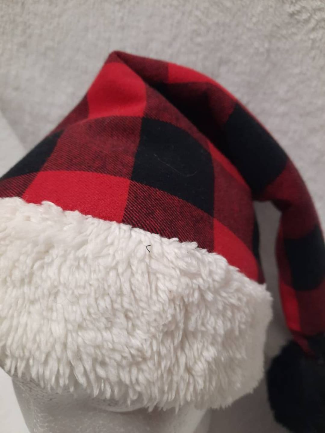 Santa Hat, Adult Santa Hat, Buffalo Print Hat, Sherpa Hat, Sherpa Lined ...