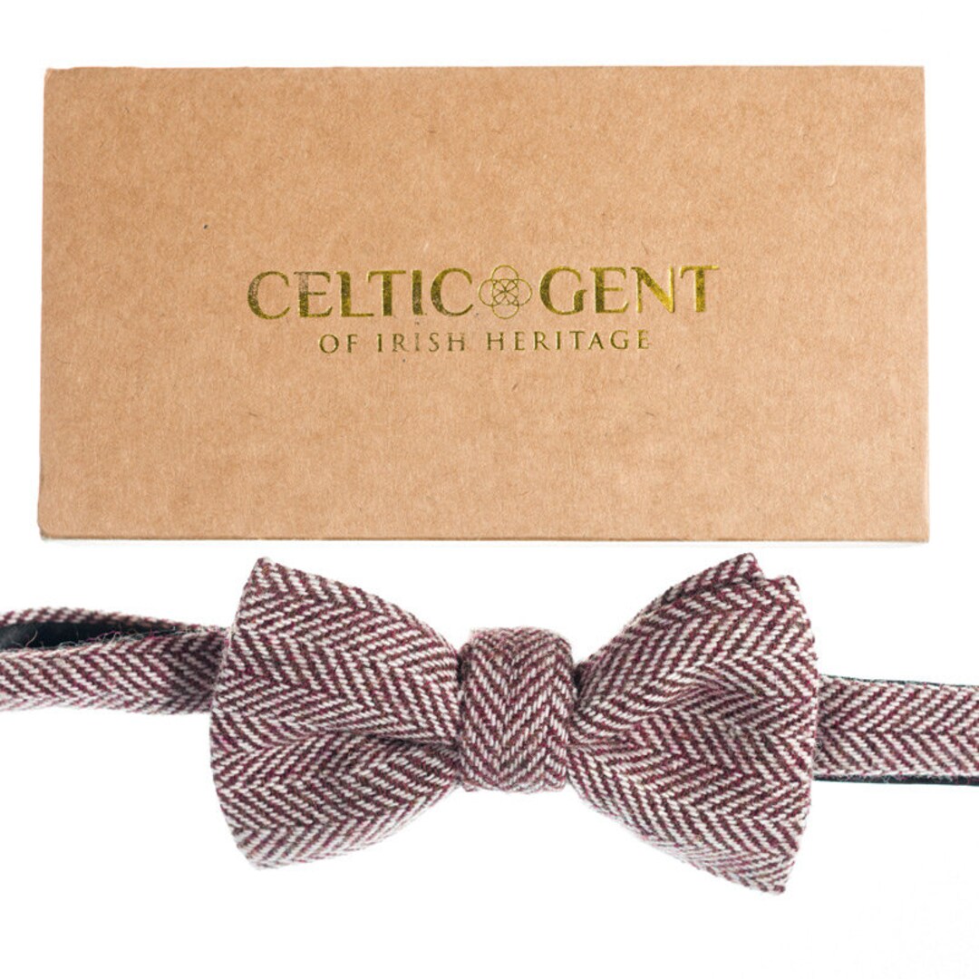 Celtic Tweed Irish Rosewood Herringbone Tweed Bow Tie Handcrafted Bow ...