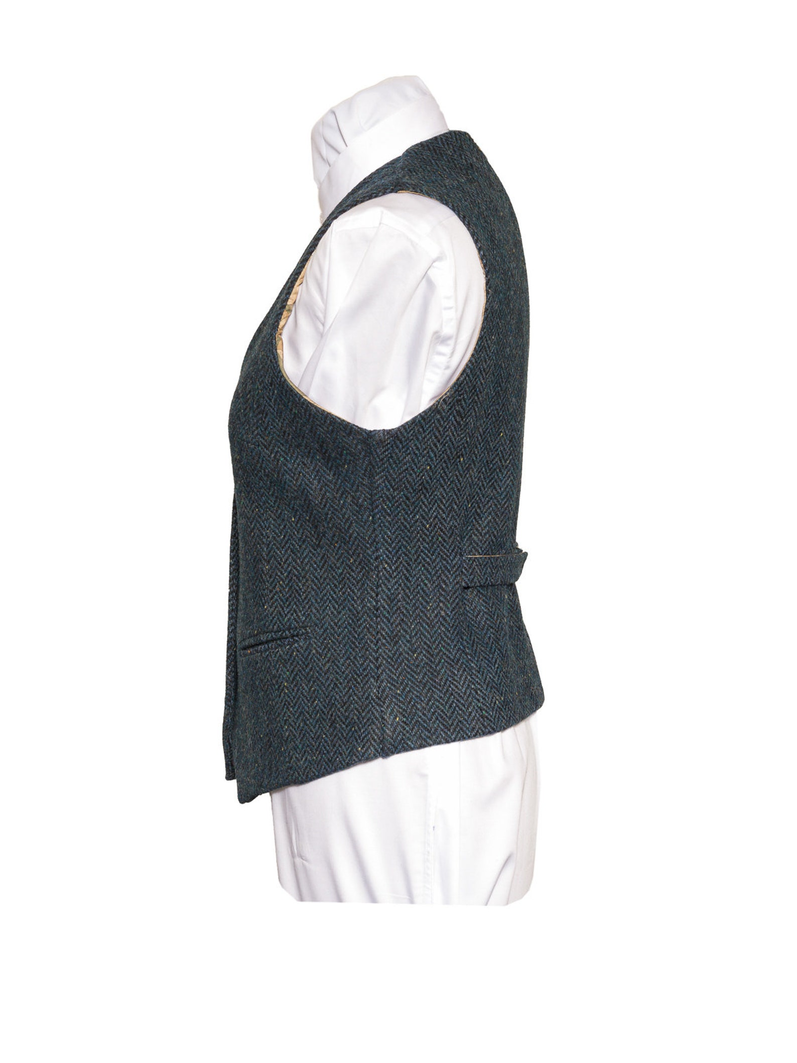 Ladies Blue Herringbone Tweed Waistcoat - Etsy