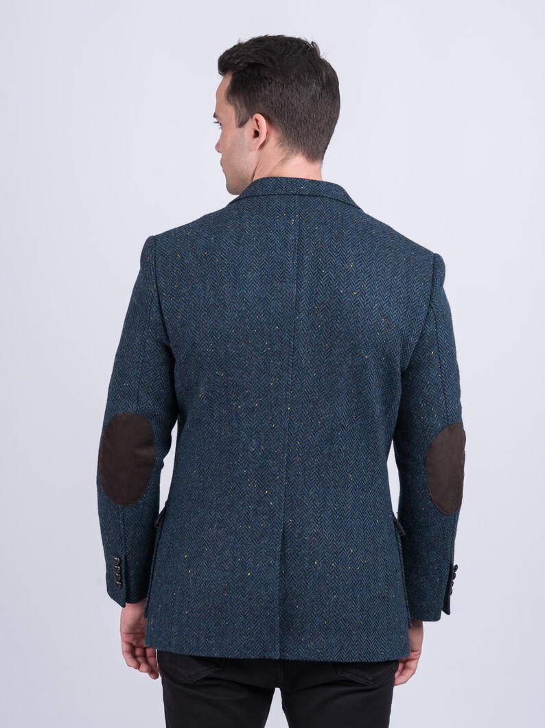 Celtic Tweed | Kavanagh Blue Herringbone Tweed Jacket | Blue Tweed ...