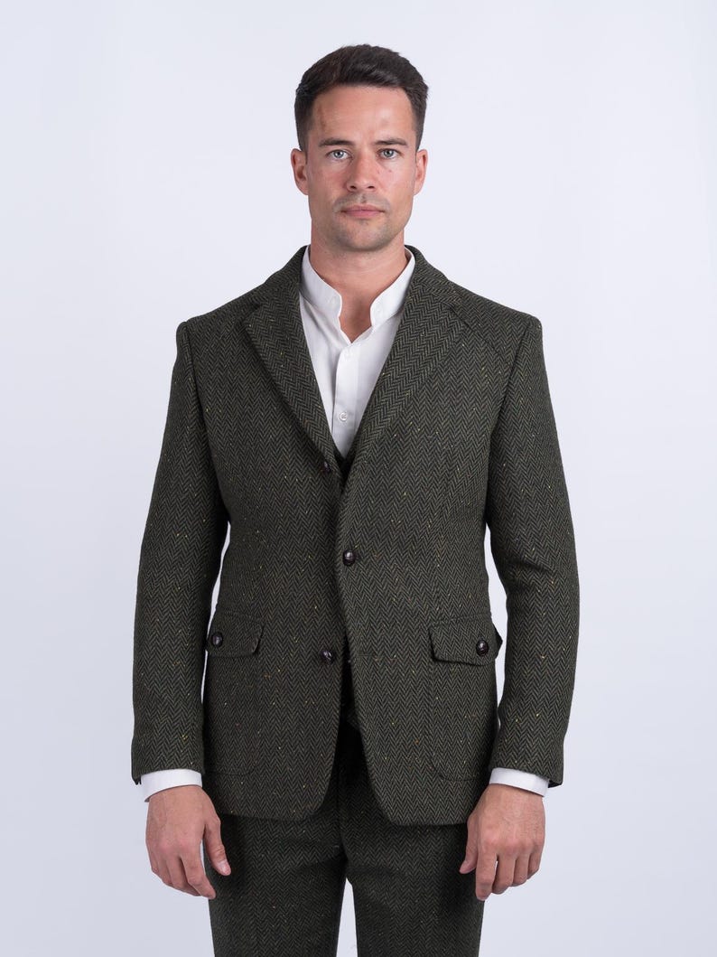 Celtic Tweed | Mcdonagh Green Herringbone Tweed Jacket | Irish Heritage ...