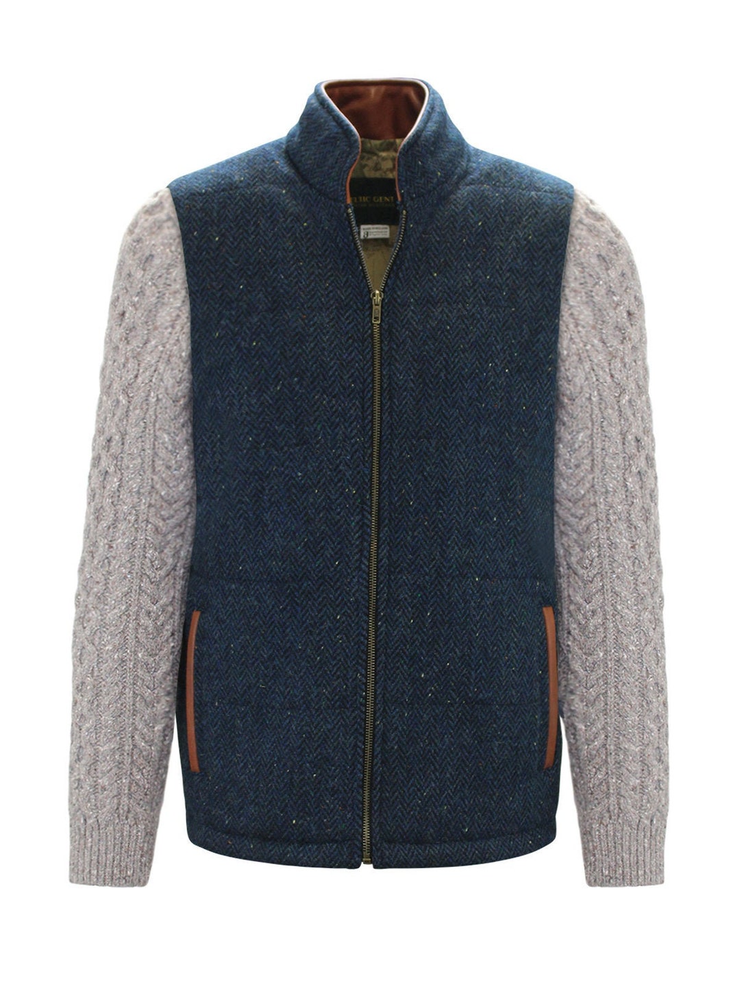Celtic Tweed | Men's Blue Herringbone Shackleton Jacket With Rocky Road ...