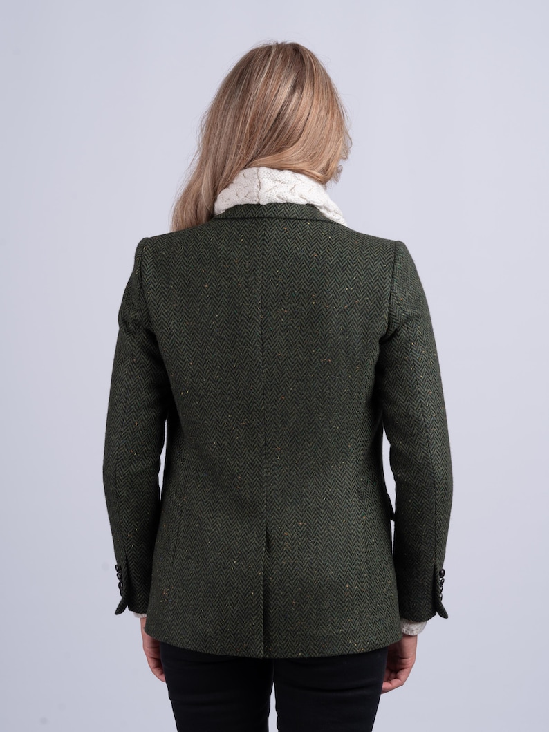 Celtic Tweed | Women's Green Herringbone Tweed Blazer | Tweed Jacket ...