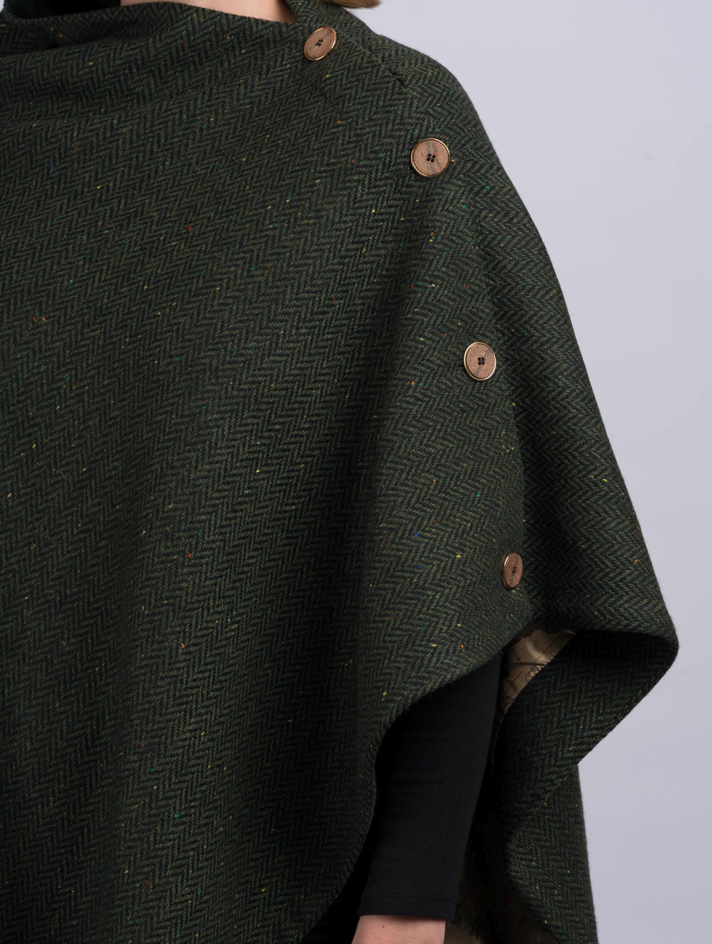 Celtic Tweed |women's Green Herringbone Cape | Irish Tweed Wrap ...
